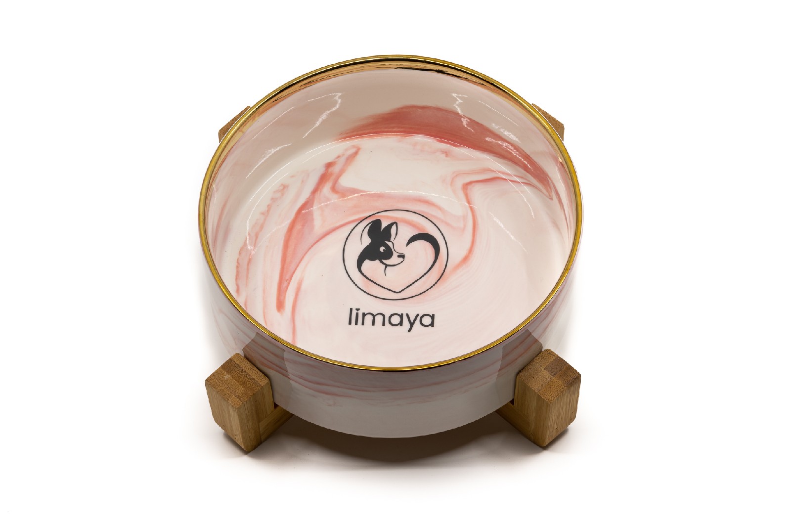 Limaya keramická miska pro psy a kočky žíhaná bílo růžová se zlatým ...