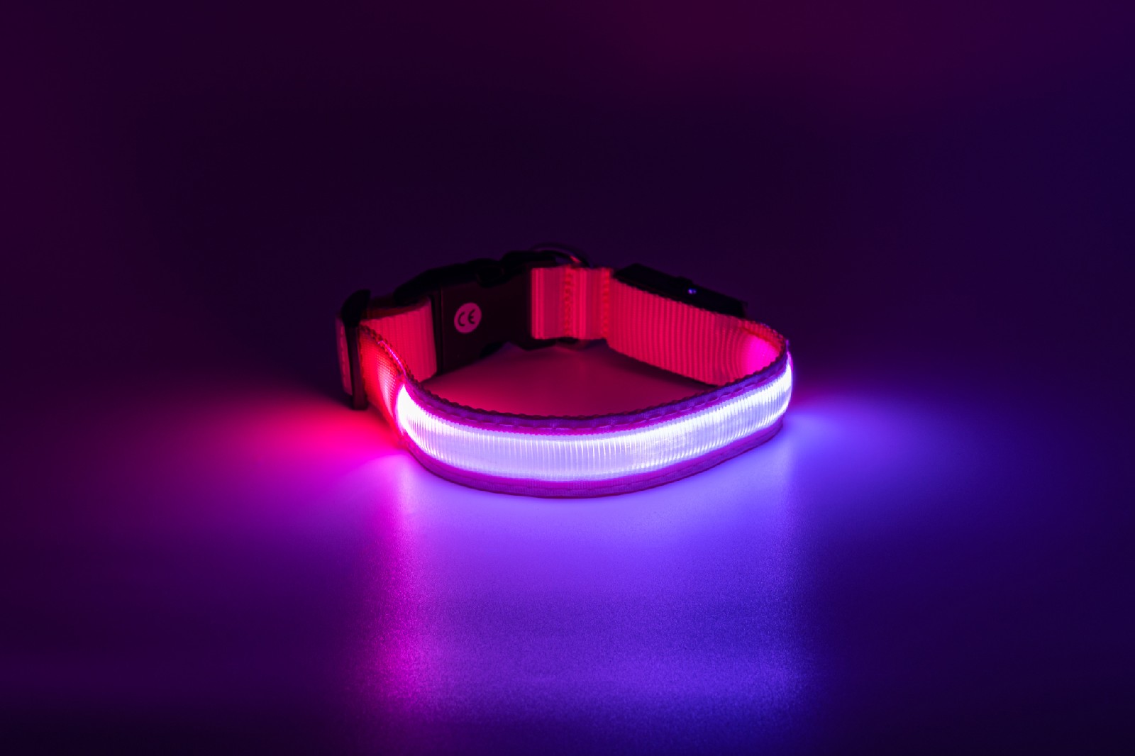 Limaya led svítící obojek pro psy Pink - white strip | Limaya